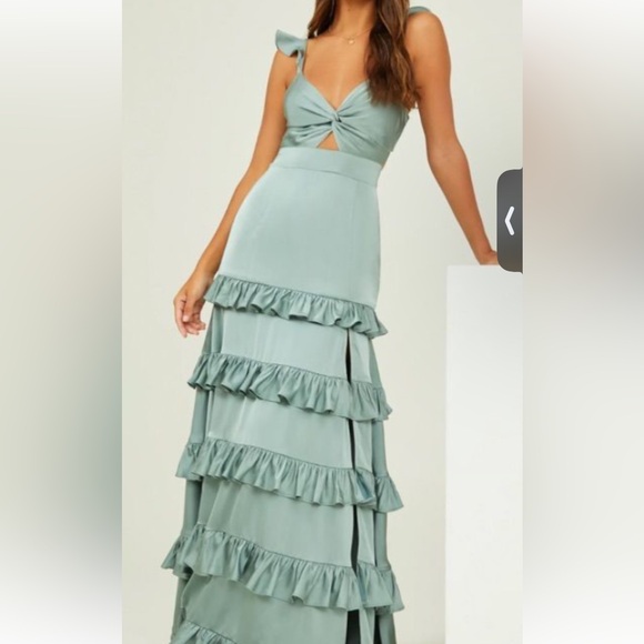 Altar'd State | Dresses | Elegant Green Ruffle Maxi Dress | Poshmark